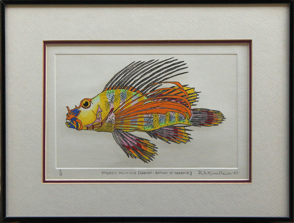 Pterois Politicus (habitat bottom of harbour) 1985 – PETER LOWE ART